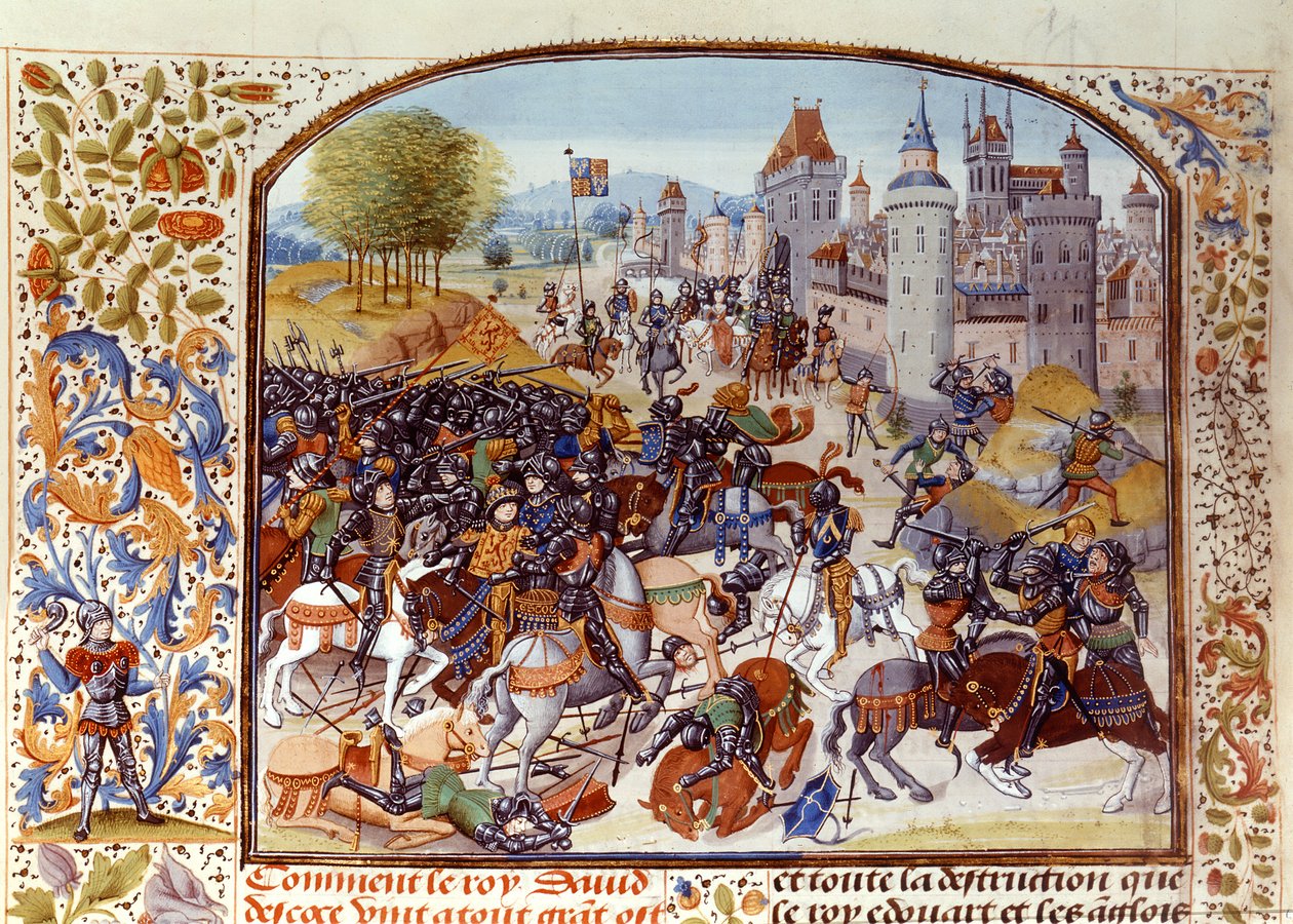 Battle of Nevilles Cross from the Hundred Years War in 1346, from ...