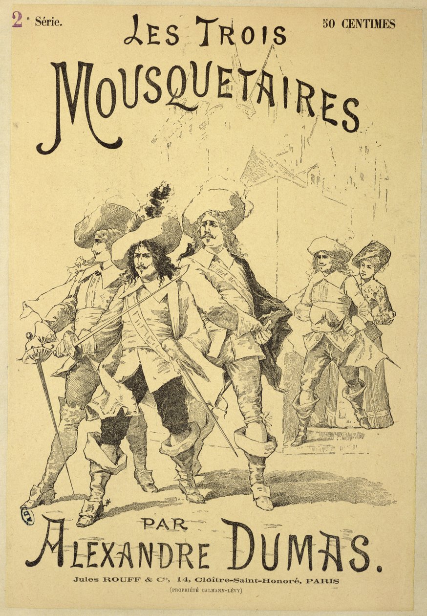 Front cover of a serialisation of The Three Musketeers by Alexandre Dumas