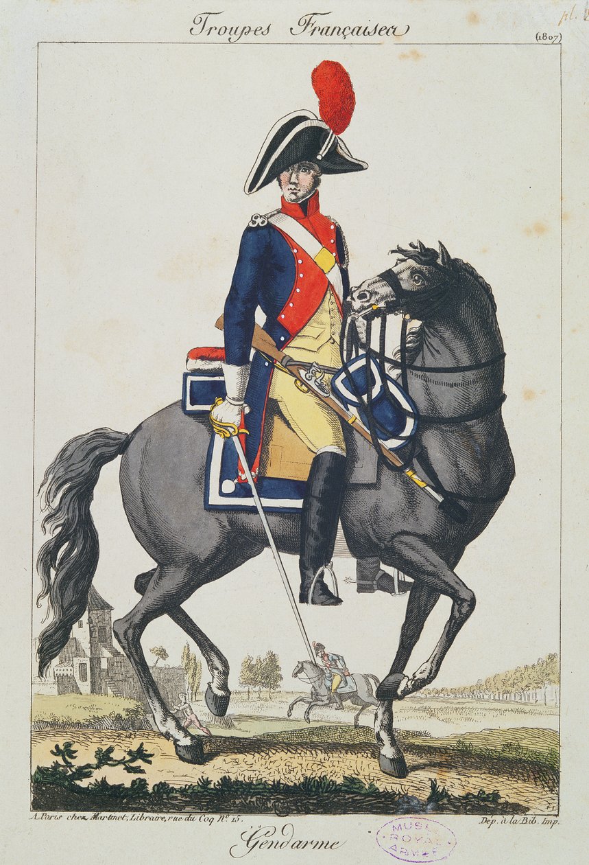 Gendarme mounted on a horse, 1807 by French School