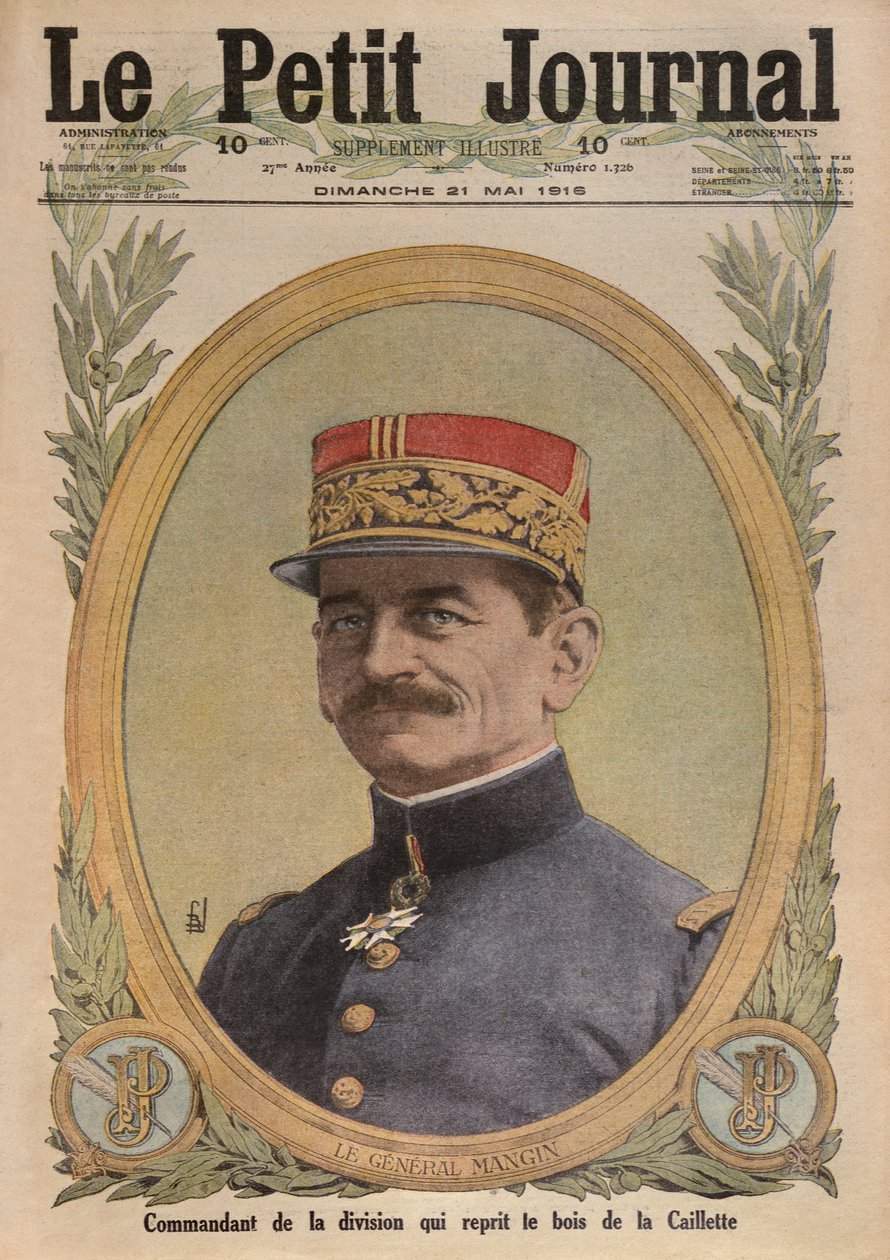 General Charles Mangin, front cover illustration from Le Petit Journal ...