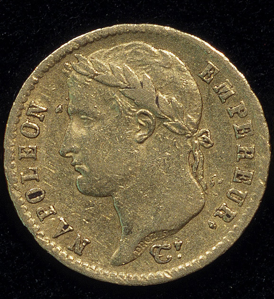 Gold coin of 20 francs (Napoleon) from 1813 by French School