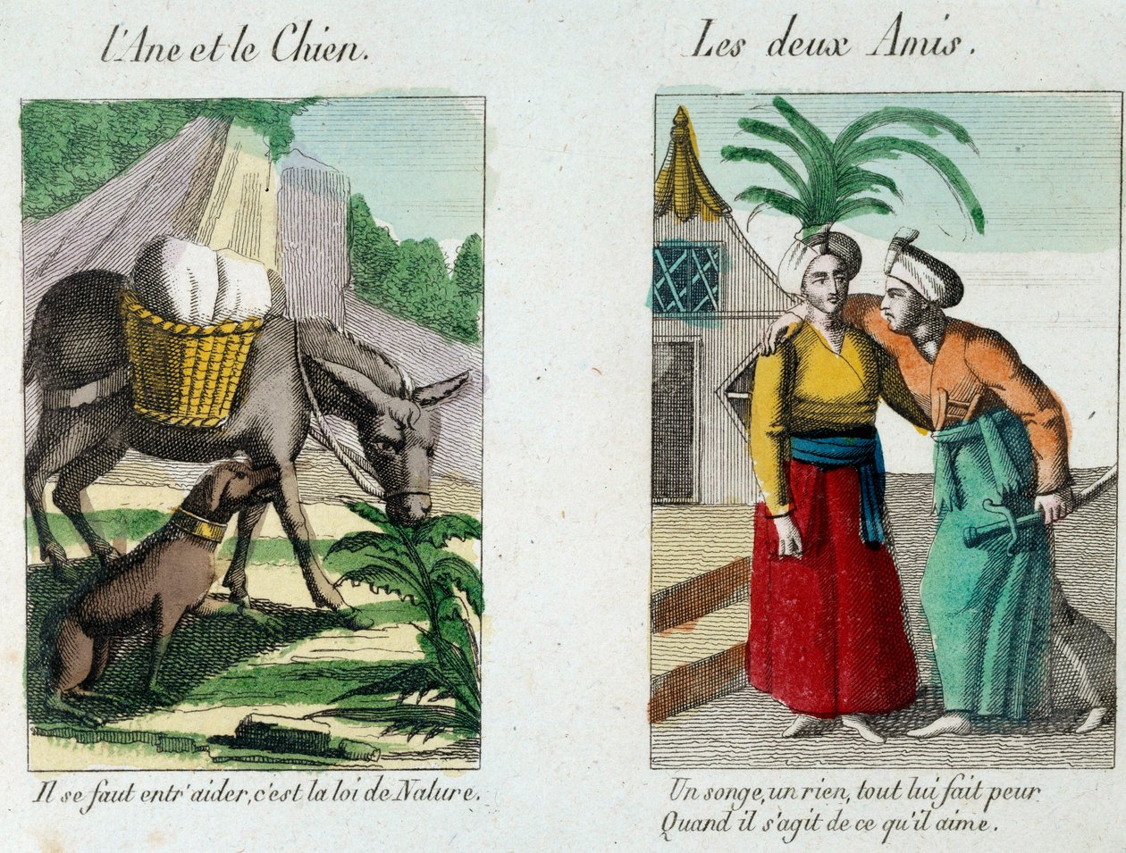 Illustration for the fables by Jean de la Fontaine: 'The Donkey and the ...
