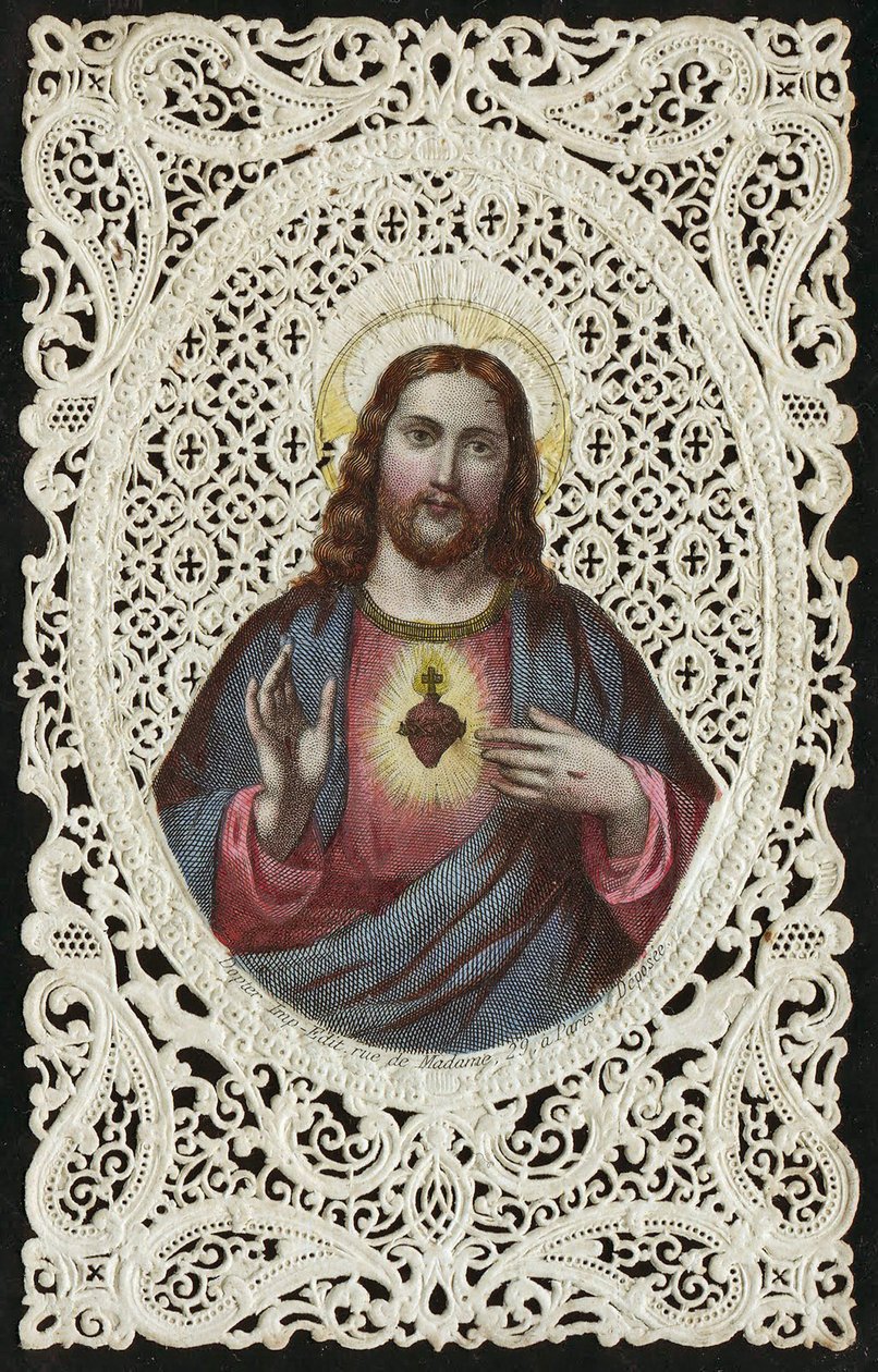 Lace Card Depicting The Sacred Heart of Jesus, 19th Century