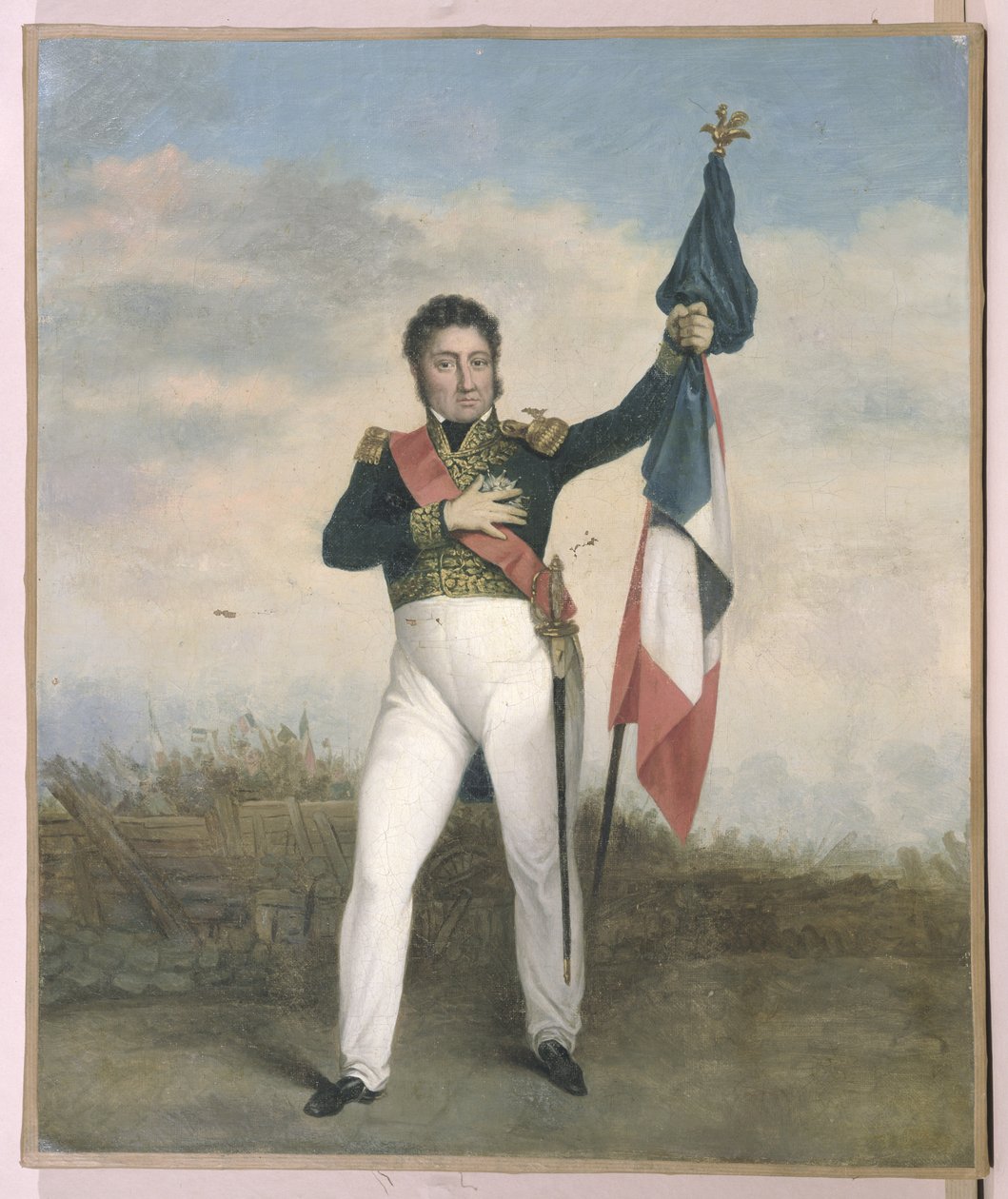 Louis-Philippe bearing the tricolore flag on the barricades during ...