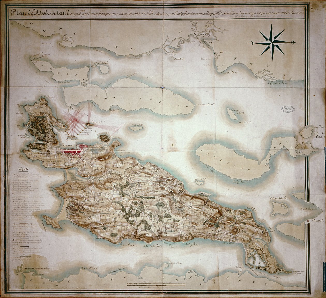 Map of Rhode Island at the time of its occupation 1780-81 by the French ...