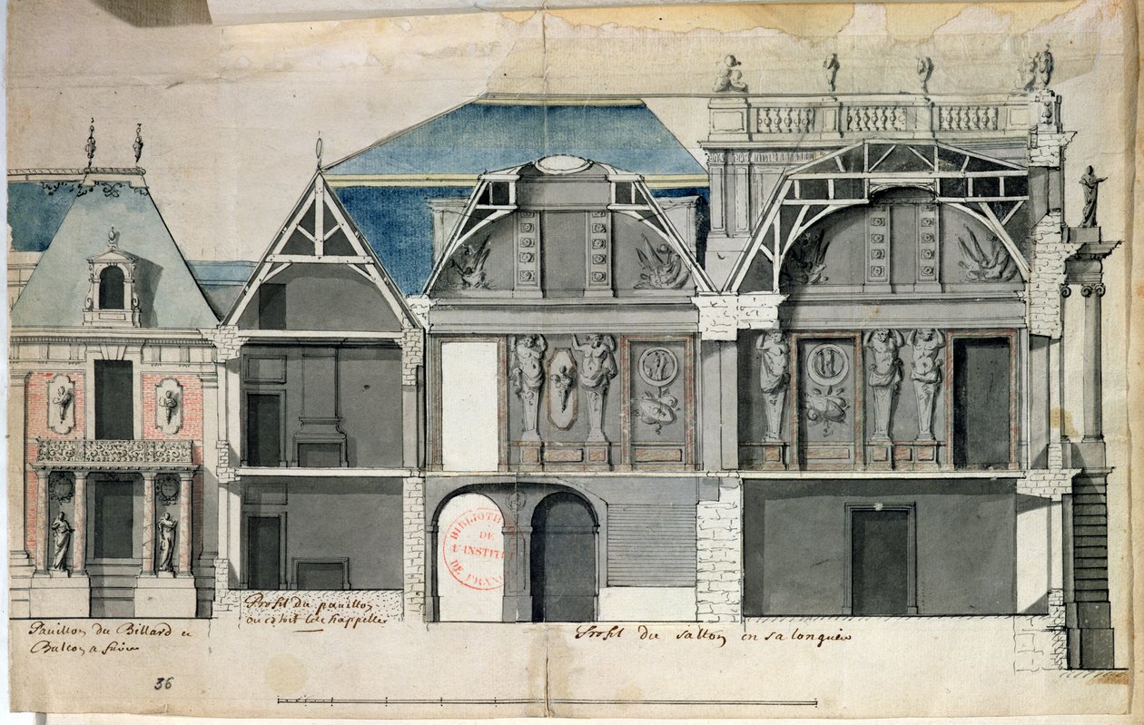 Cross-section of a Wing of the Chateau de Versailles Constructed by ...