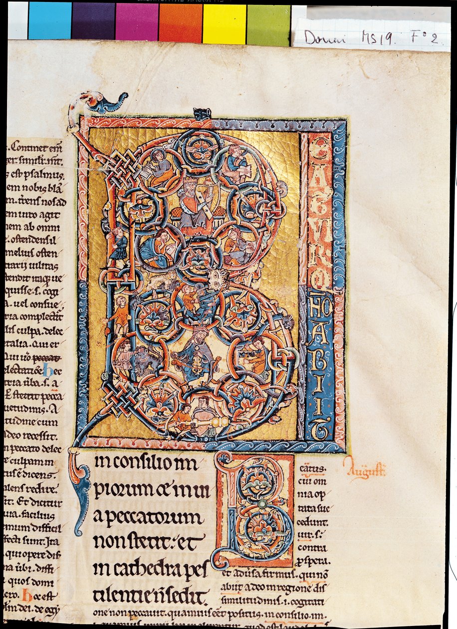 Historiated initial 'B' depicting King David, from the 'Marchiennes ...