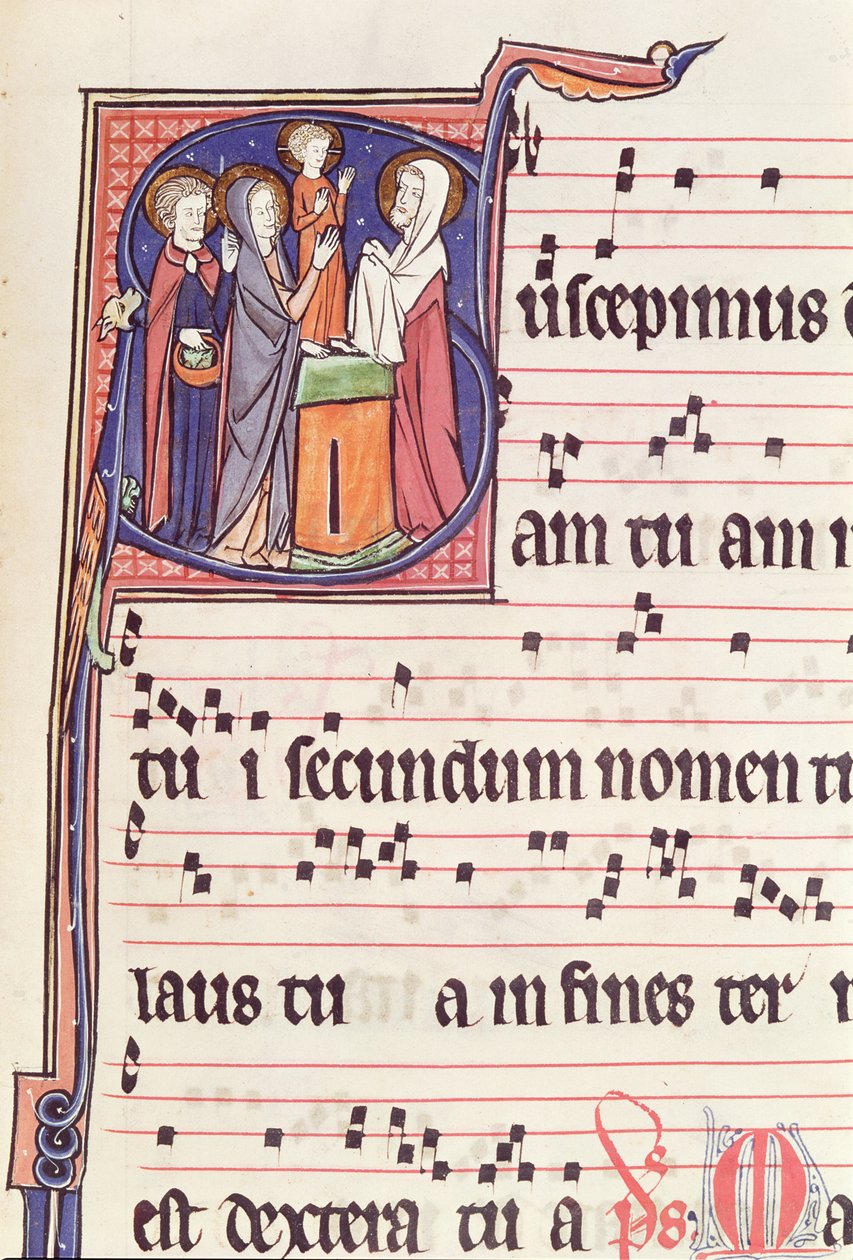 Historiated Initial S Depicting The Presentation of Jesus at the Temple ...