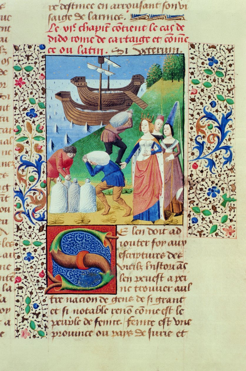 Dido embarking Sychaeus Treasure, from The Fall of Princes, by Giovanni ...