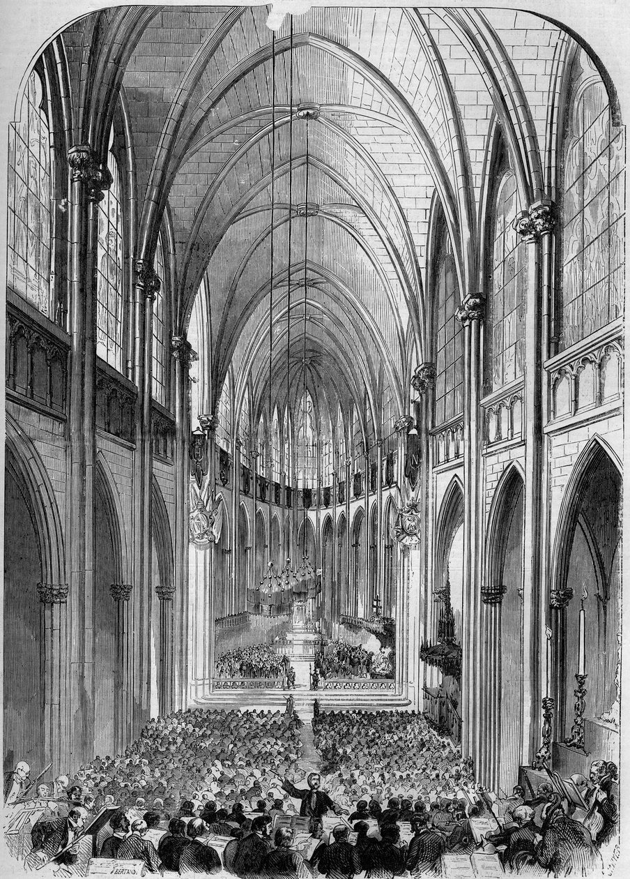Neogothic architecture: interior view of the church of Sainte Clotilde ...