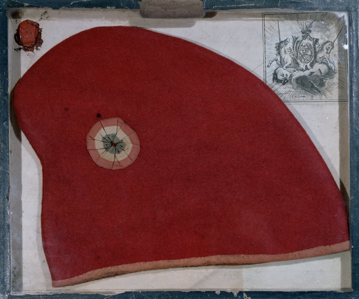 Phrygian Cap with a red, white and blue cockade from the period of the ...