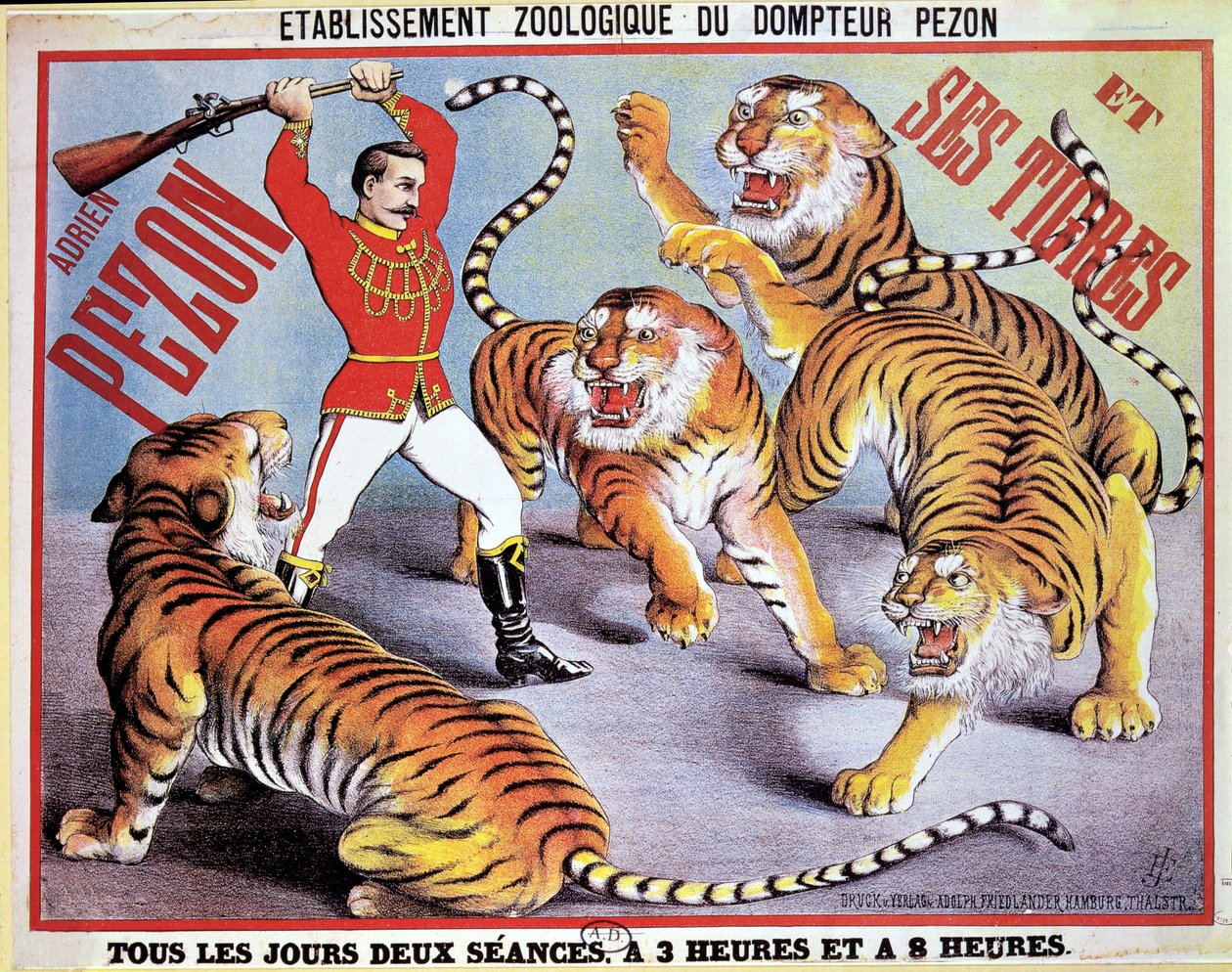 Poster advertising Adrien Pezon and his Tigers