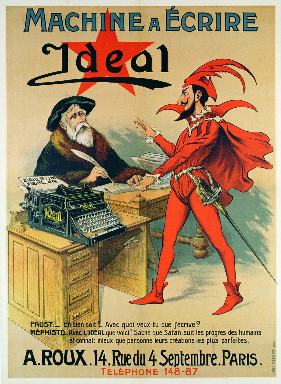 Poster advertising the Ideal typewriter by French School