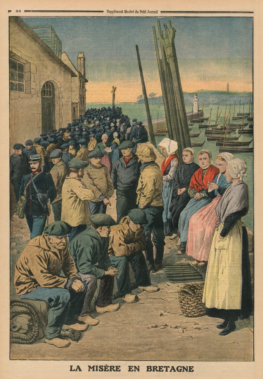 Poverty in Brittany, back cover illustration from 'Le Petit Journal ...