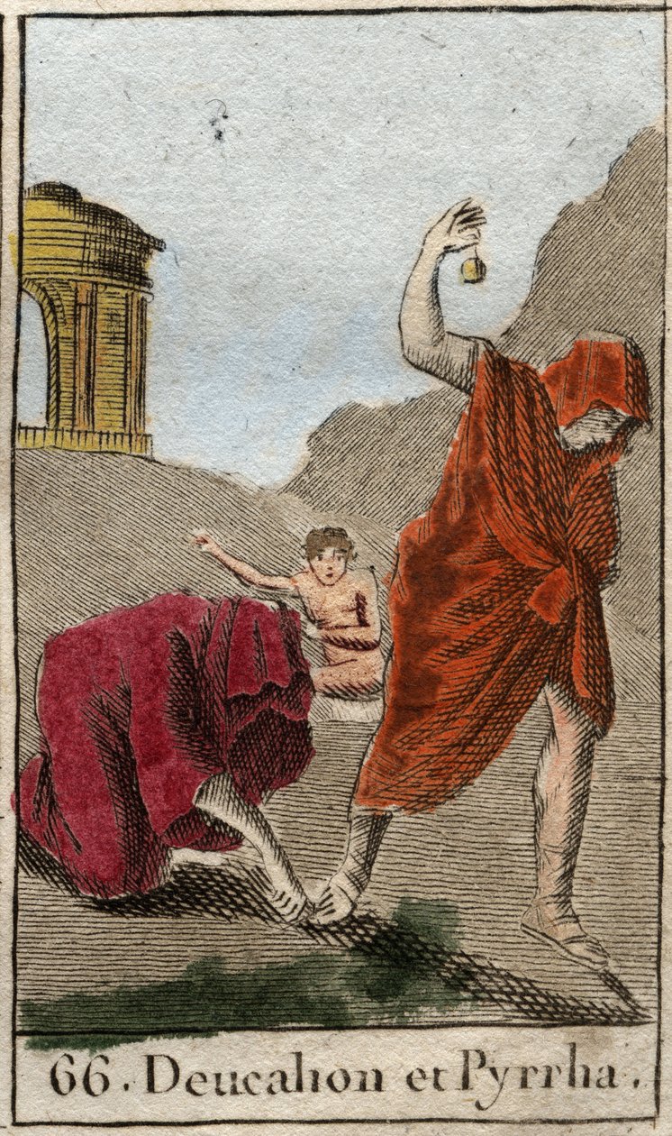 Representation of Deucalion and Pyrrha, the only survivors after the ...