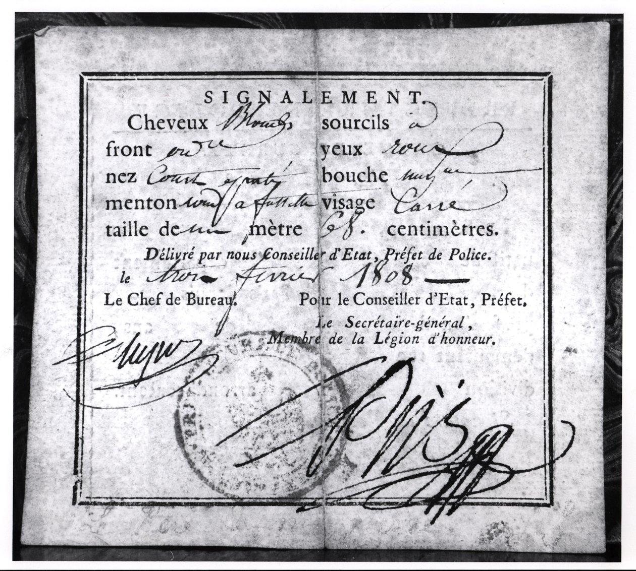 Reverse side of a Security Card by French School