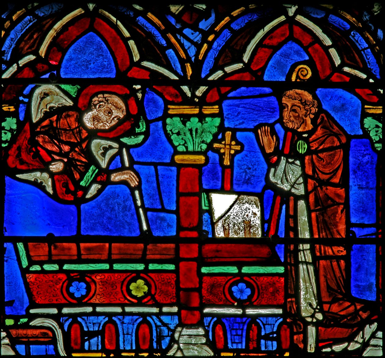 St Cheron Window: Appears to an Abbot at His Tomb