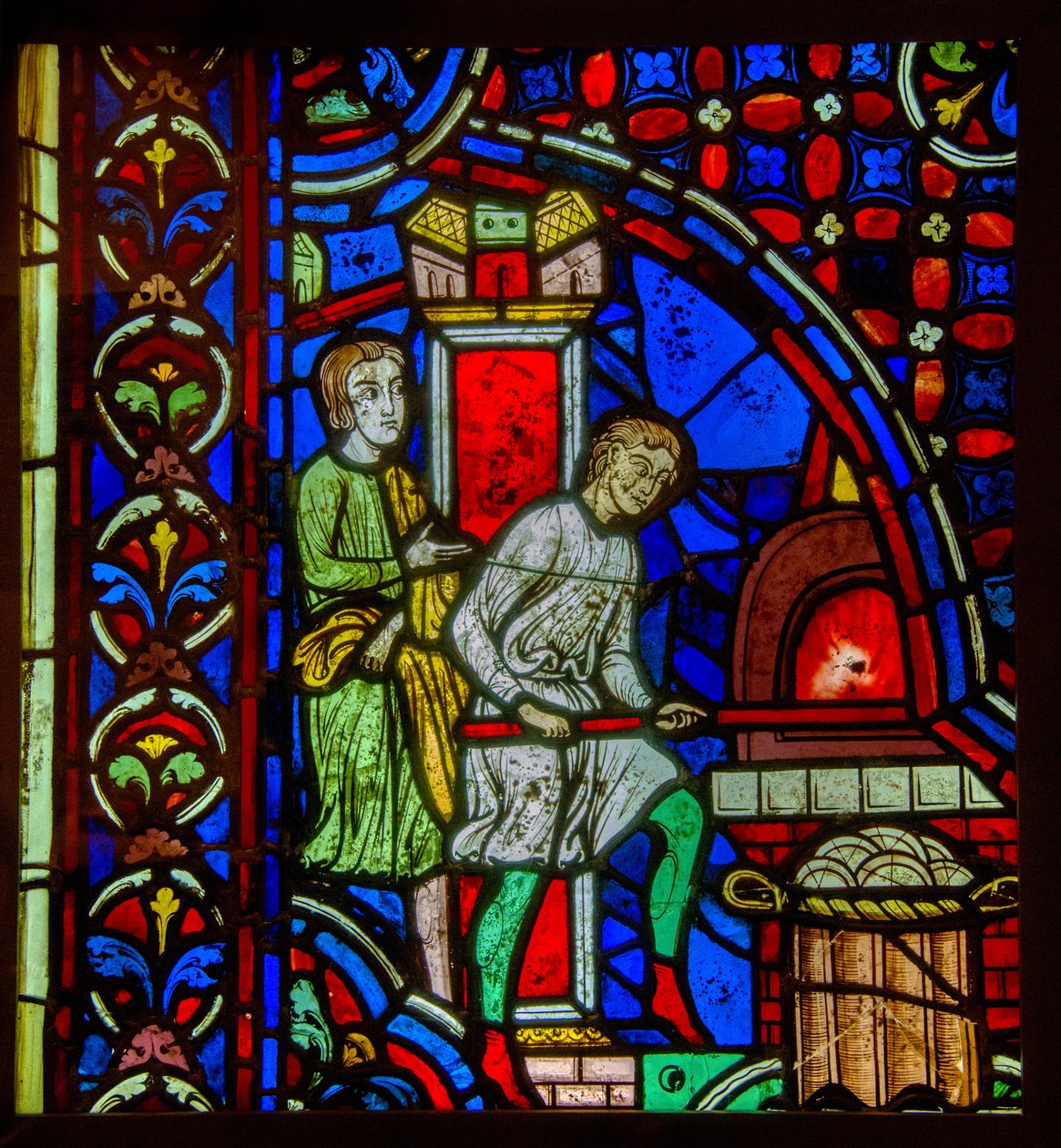Stained Glass Representing Bakers in the Middle Ages