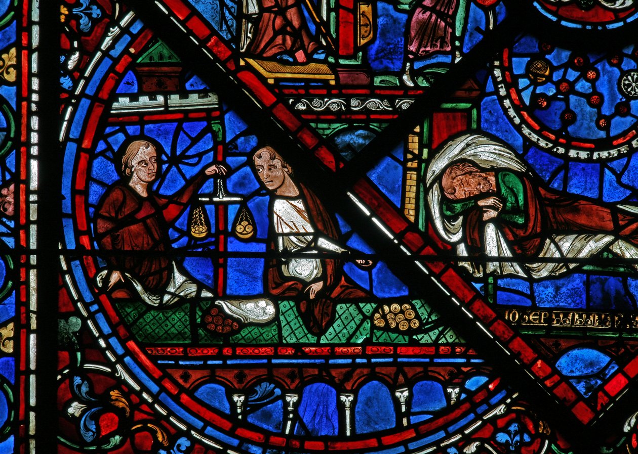 The Joseph Window: The Moneychangers by French School