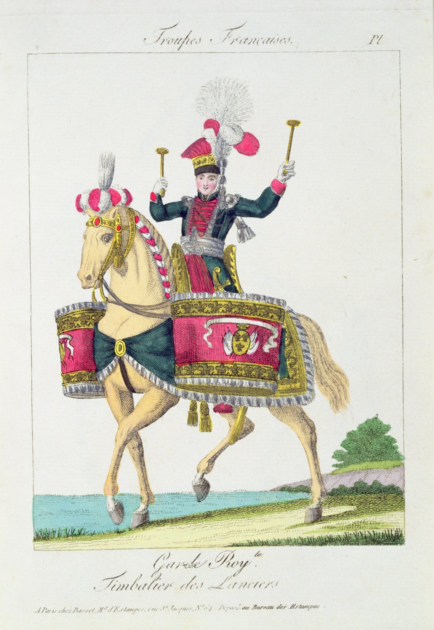 The Royal Guard: a Kettledrummer of the Lancers, plate from French Troops