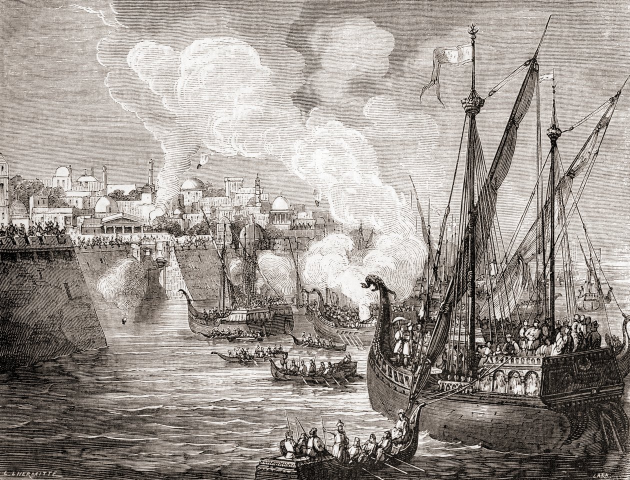 The Siege of Constantinople in 1453 by Ottoman Sultan Mehmed II, from ...