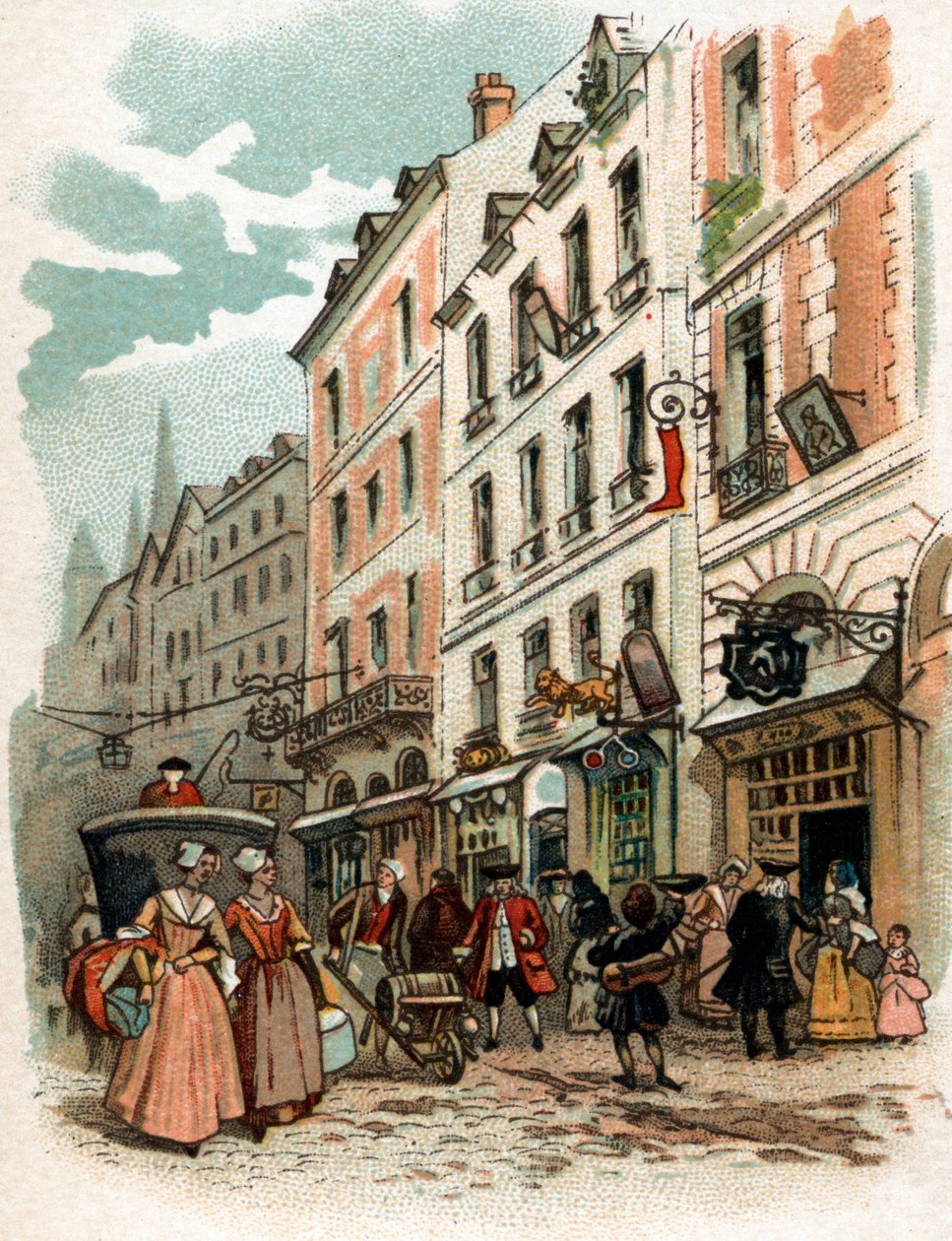View of a Street of Paris Under King Louis XV