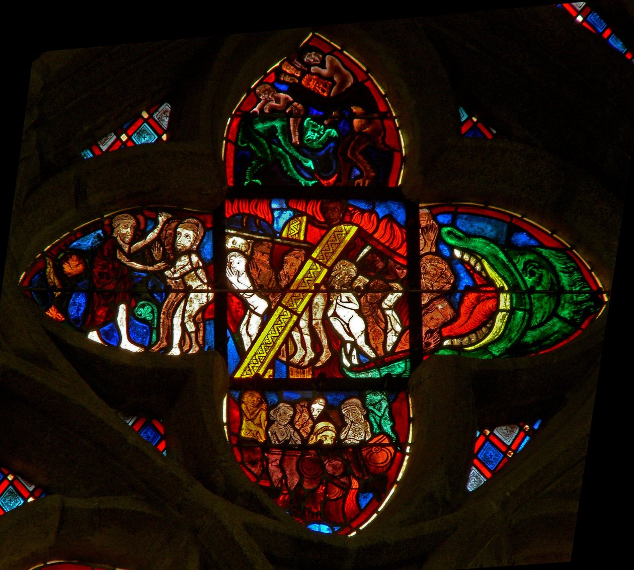 Window depicting the Harrowing of Hell by French School