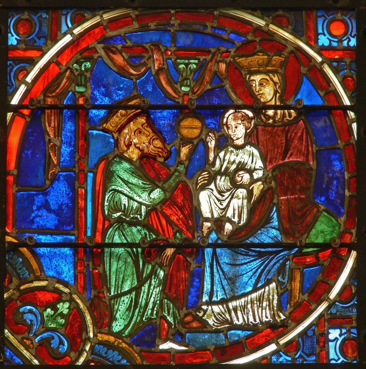 Window depicting the adoration of the Magi by French School