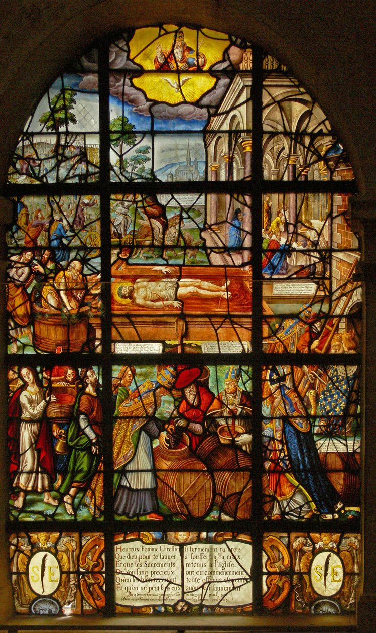 Window in the Charnier Depicting the Mystic Wine Press