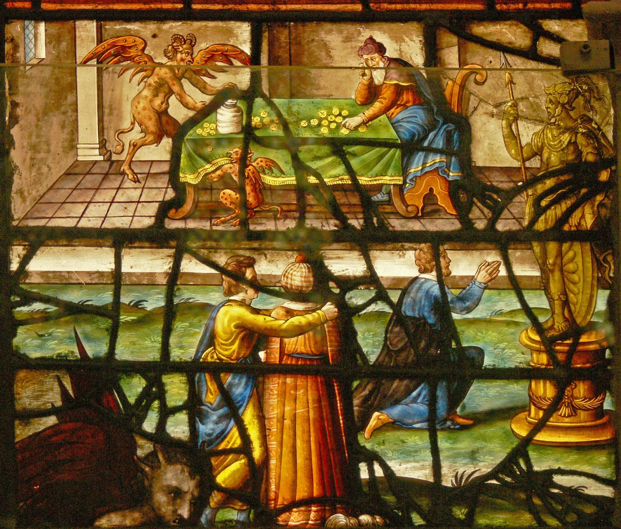 Window in the Charnier depicting the Passover, Easter and sins