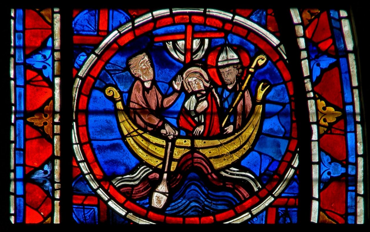 Window depicting the Transfer of the relics of St Martin