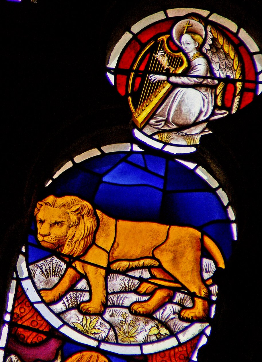 Window w114 depicting the Zodiac sign Leo by French School