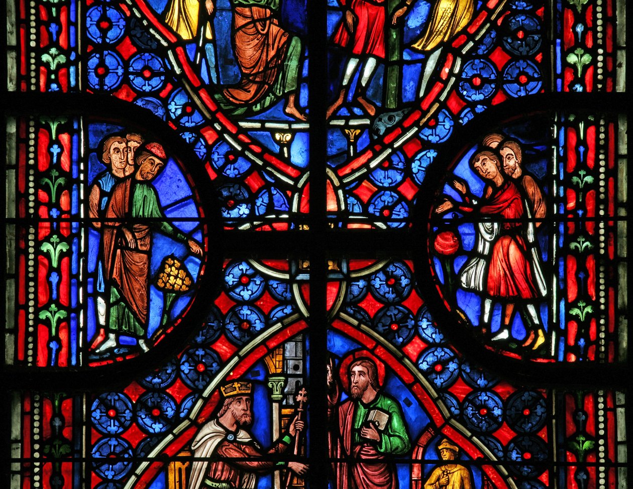 Bystanders, background and border in the St Andrew window