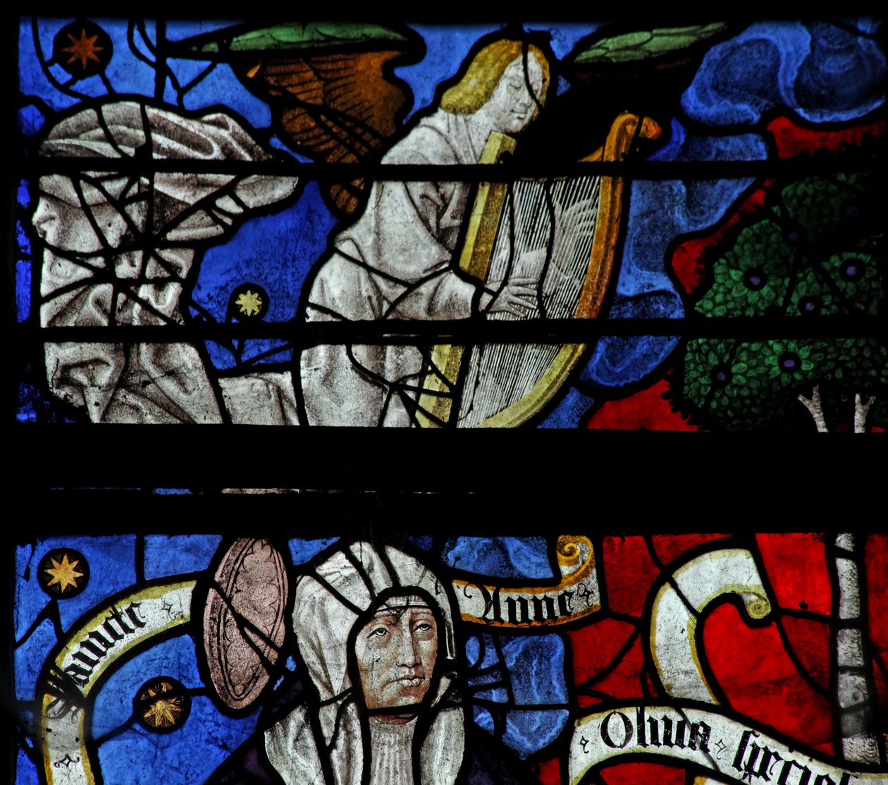 Window depicting a Musician Angel by French School