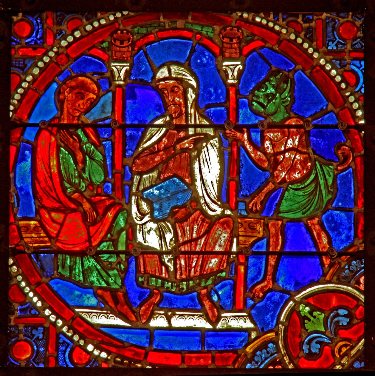 Window depicting a scene from the Theophilus story: he is introduced to ...