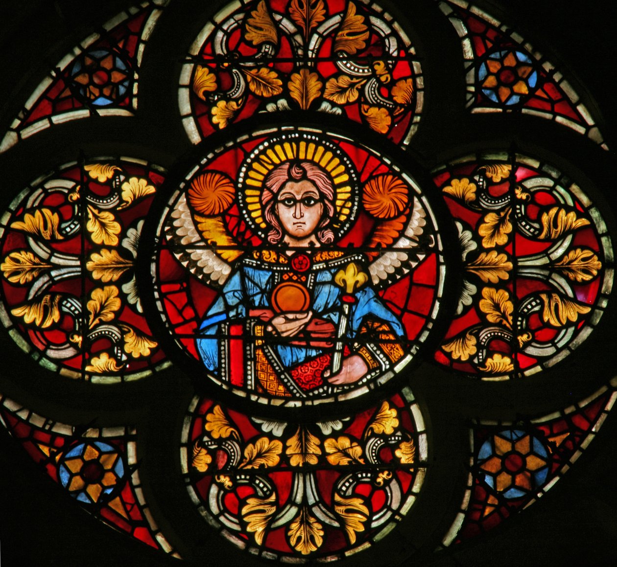 Window w201 depicting an angel by French School
