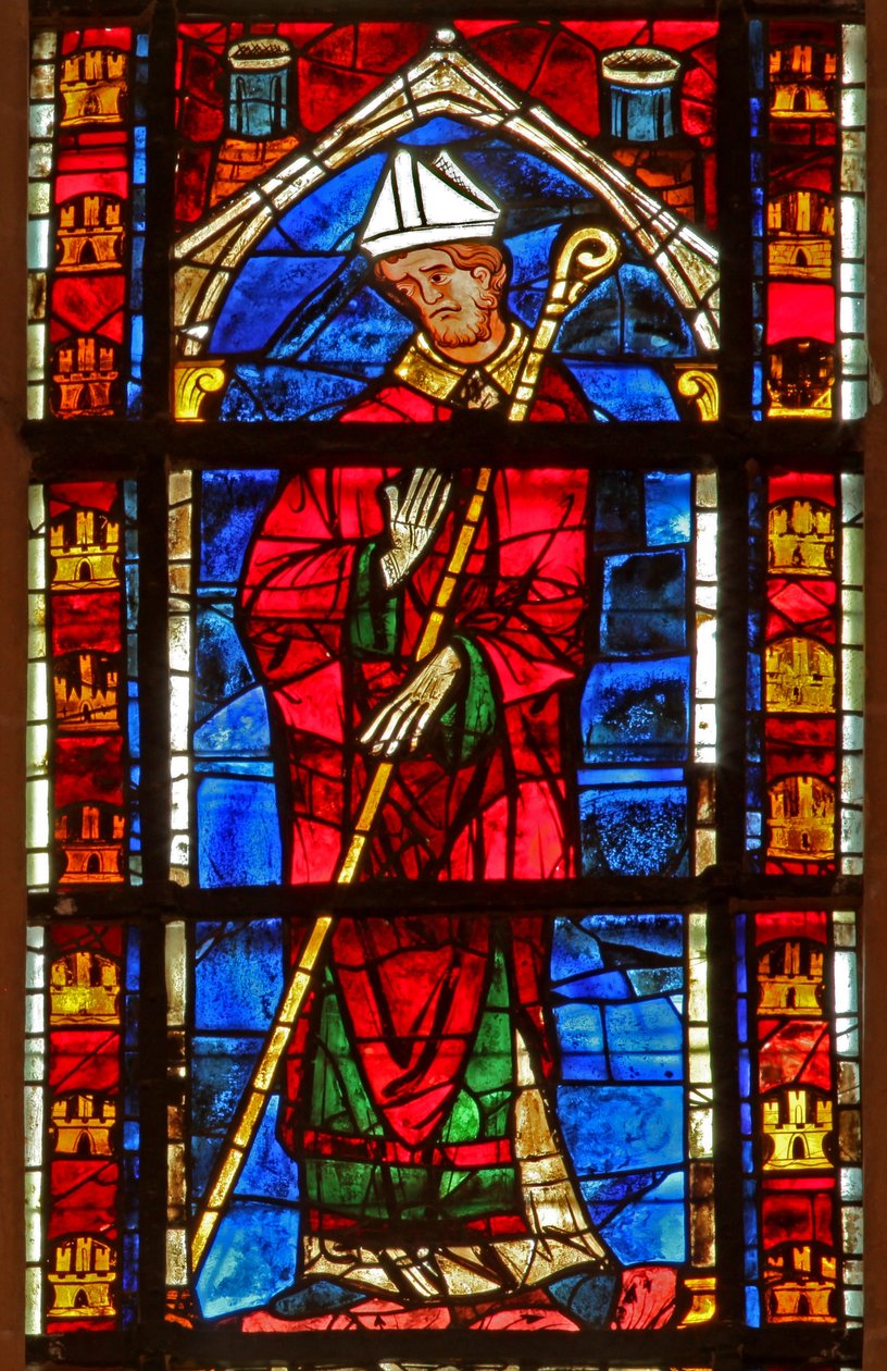 Window depicting a bishop by French School: Fine art print