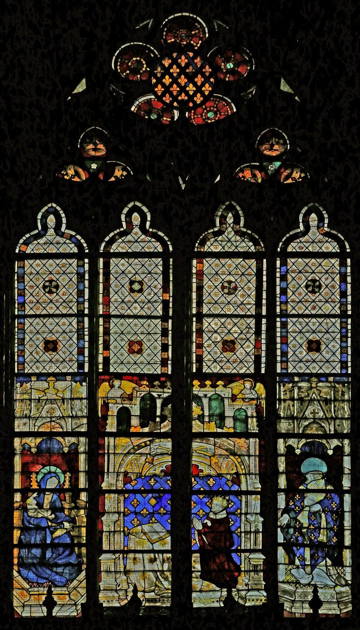 Window depicting the Royal window with the Virgin Mary, Charles VI and ...