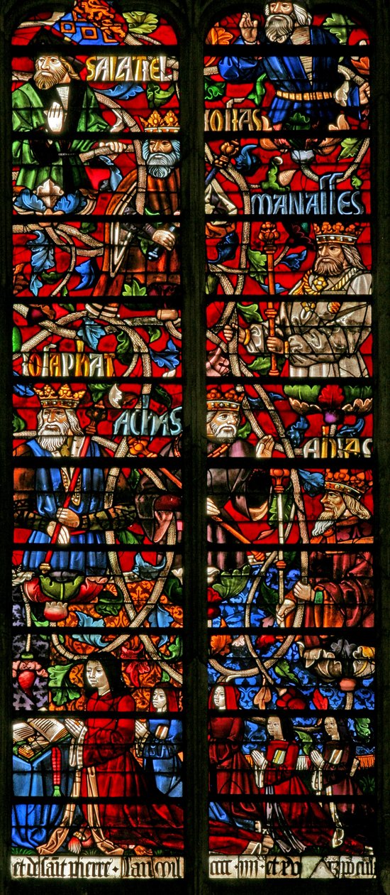 Window depicting the Tree of Jesse Kings; Also the Donor's Wife and ...