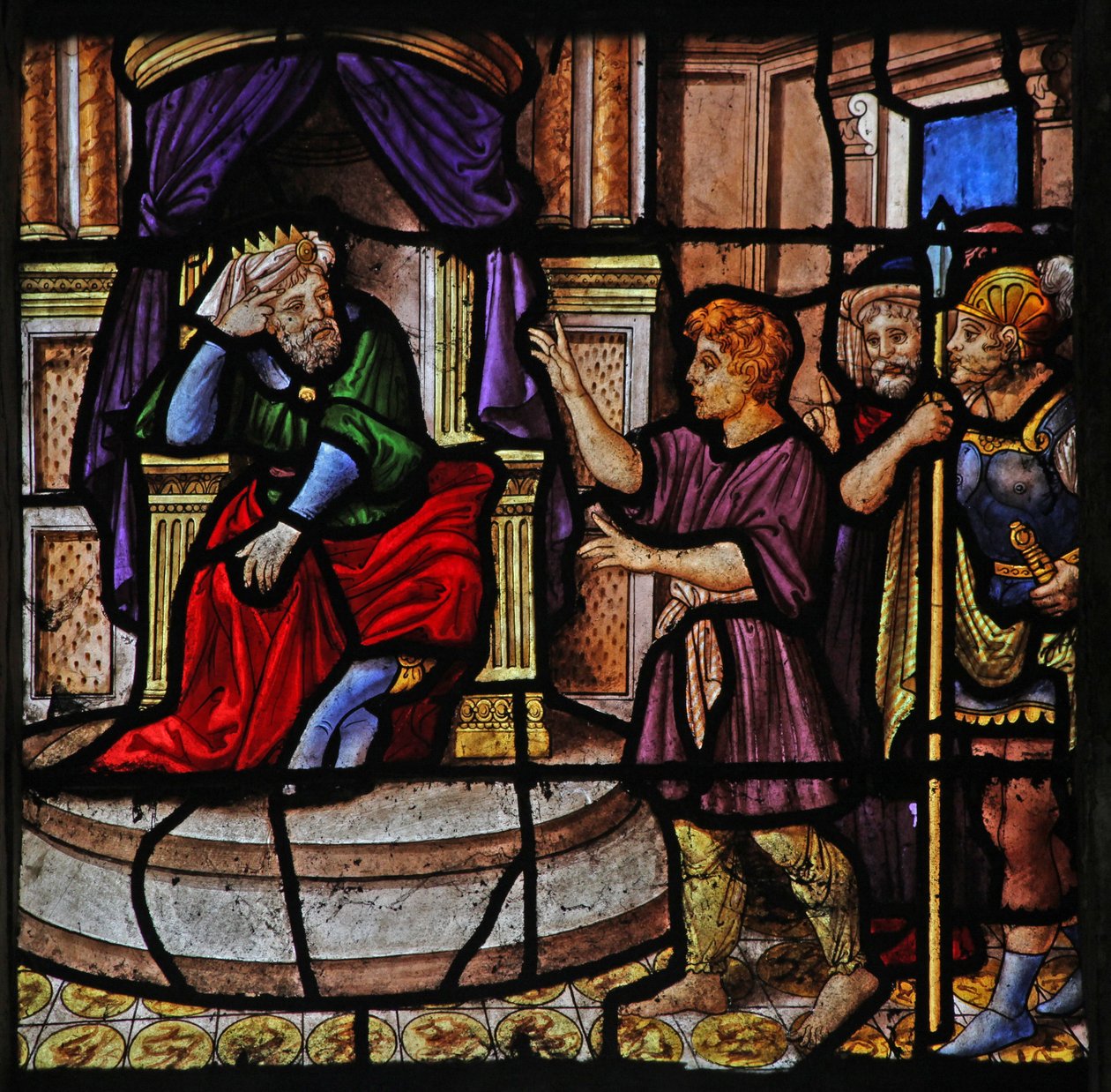 Window depicting a Scene from the Story of Joseph: Before Pharaoh