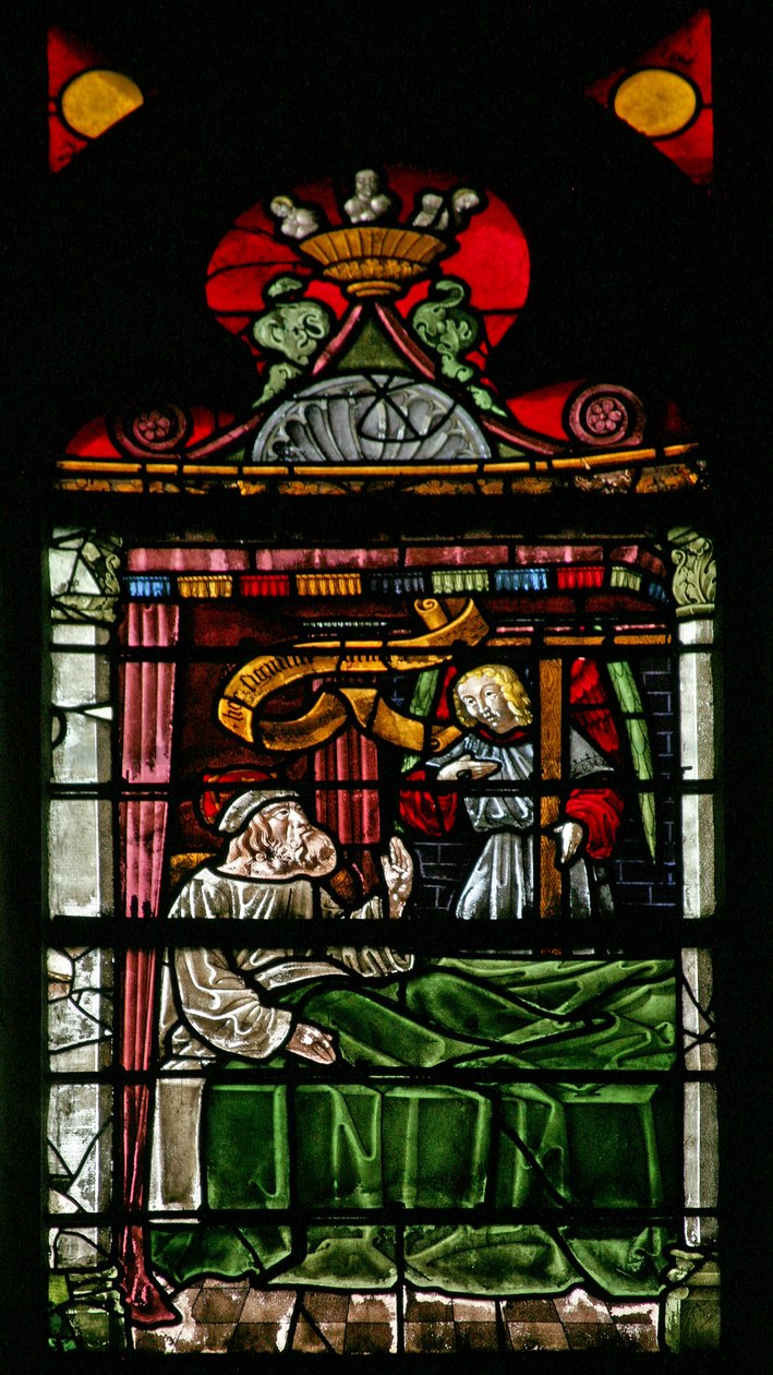 Window depicting Constantine's revelation on his deathbed