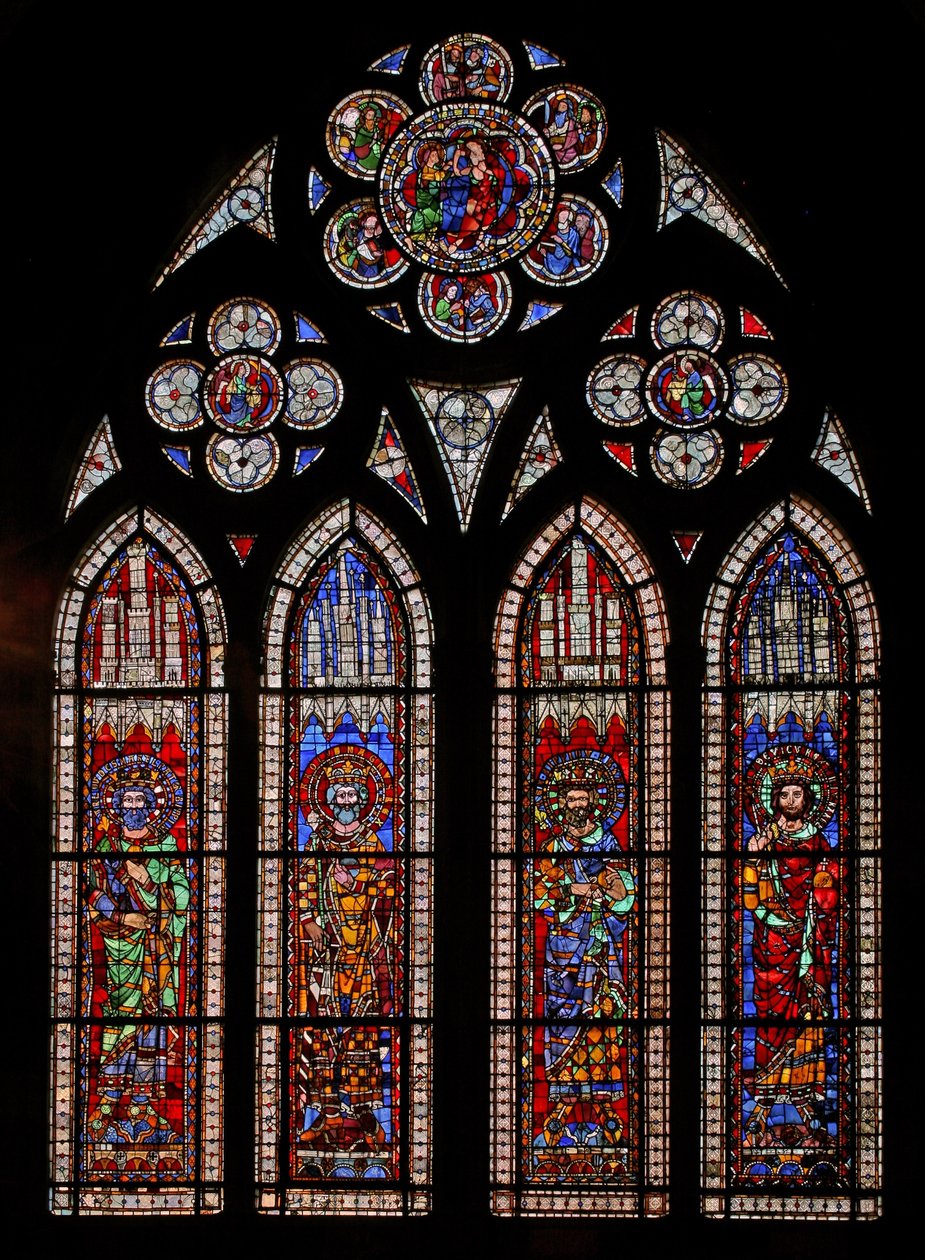 Window depicting Holy Roman Emperors: Charles Martel, Charlemagne ...