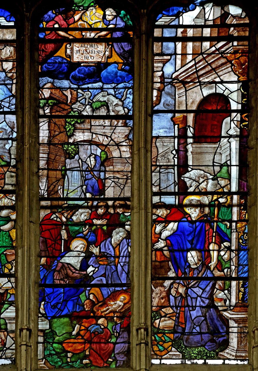 Window depicting the Adoration of the Shepherds; the Donor, Baurot and ...