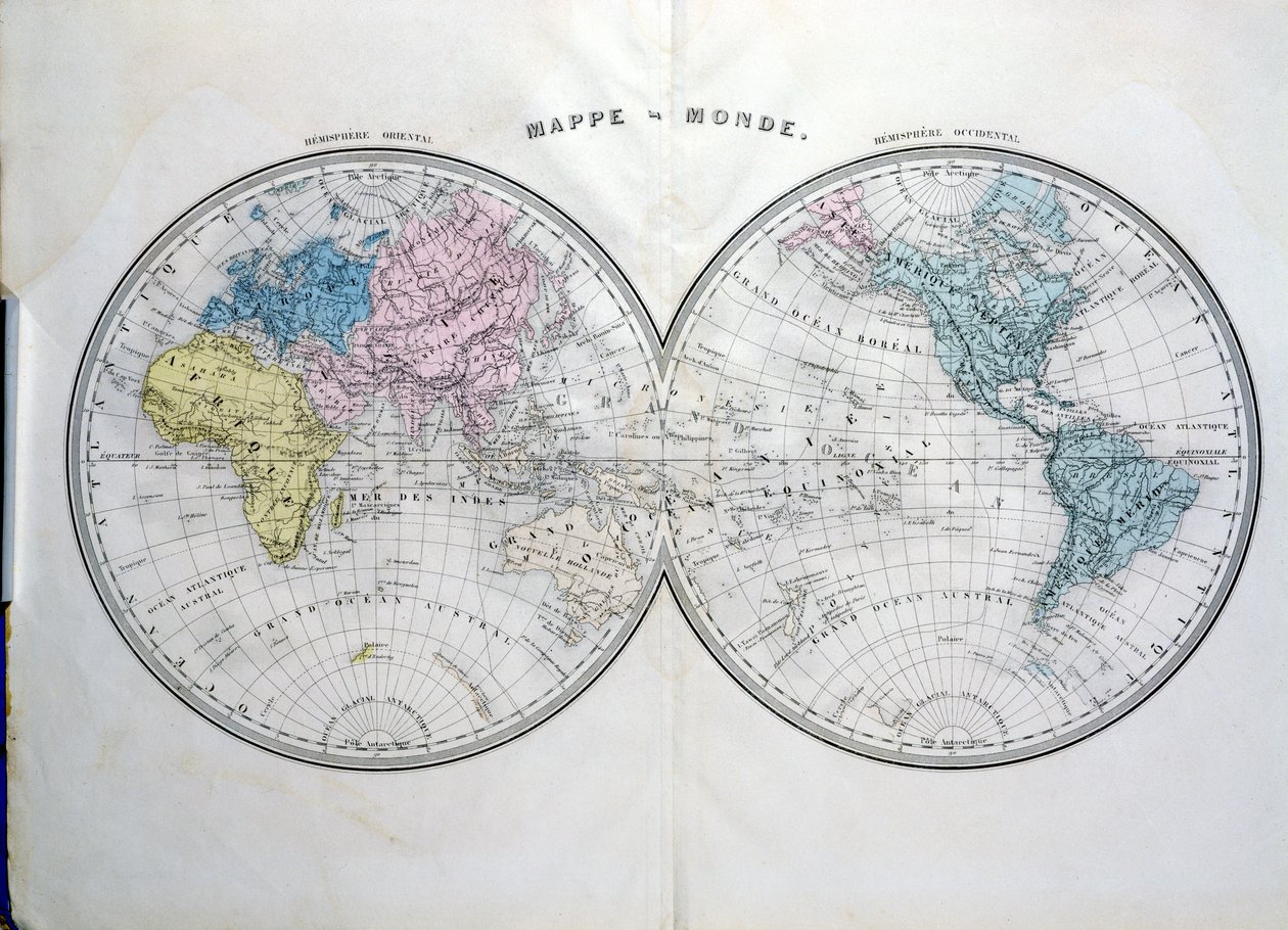 World map, illustration from Atlas Geographique Moderne by Prosper ...