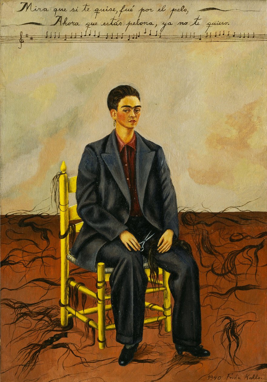 Self Portrait with Cropped Hair by Frida Kahlo