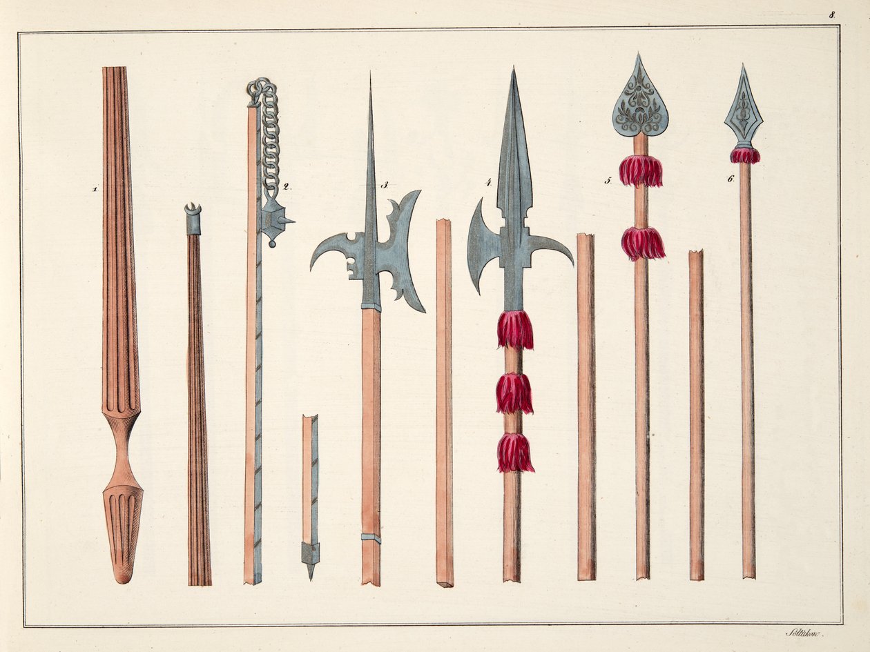 Lances, spears, halberds and partisanes, plate from 'A History of the ...