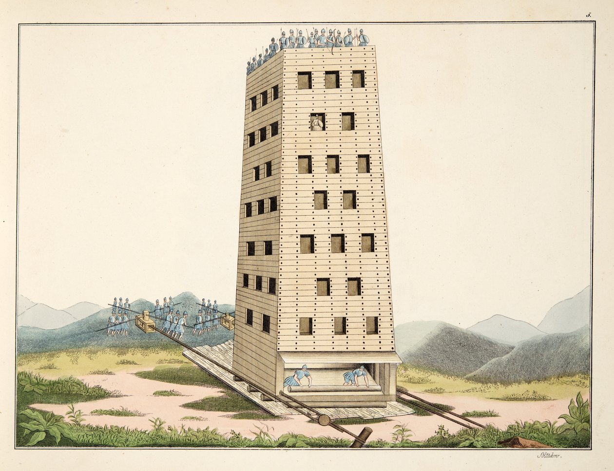 Moveable Tower, Designed After Caesar's Tower at Namur, Plate from 'A ...