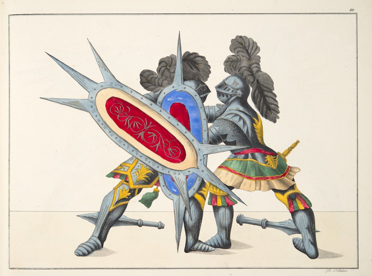 Two Knights Fighting, Plate from 'A History of the Development and ...