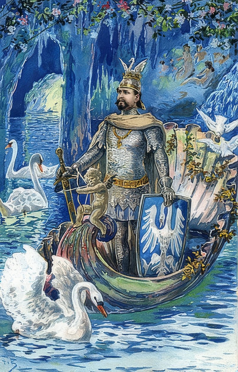 King Ludwig II as Lohengrin in the Blue Grotto of Linderhof Palace