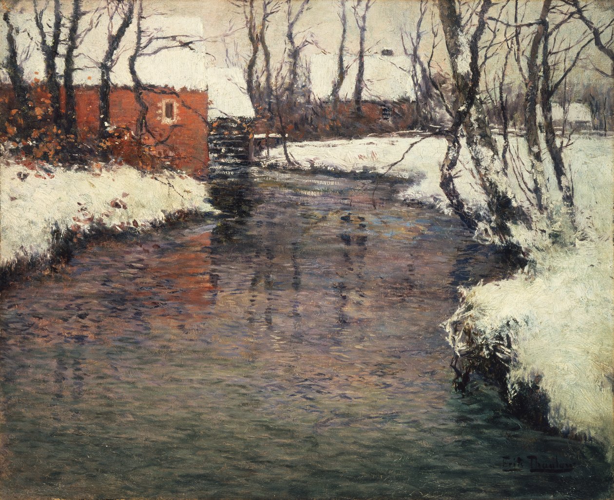 A Winter River Landscape by Fritz Thaulow: Fine art print
